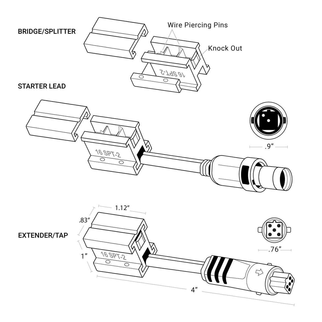 Black Wire-Piercing Infrastructure - SPT-2W – S4 Lights